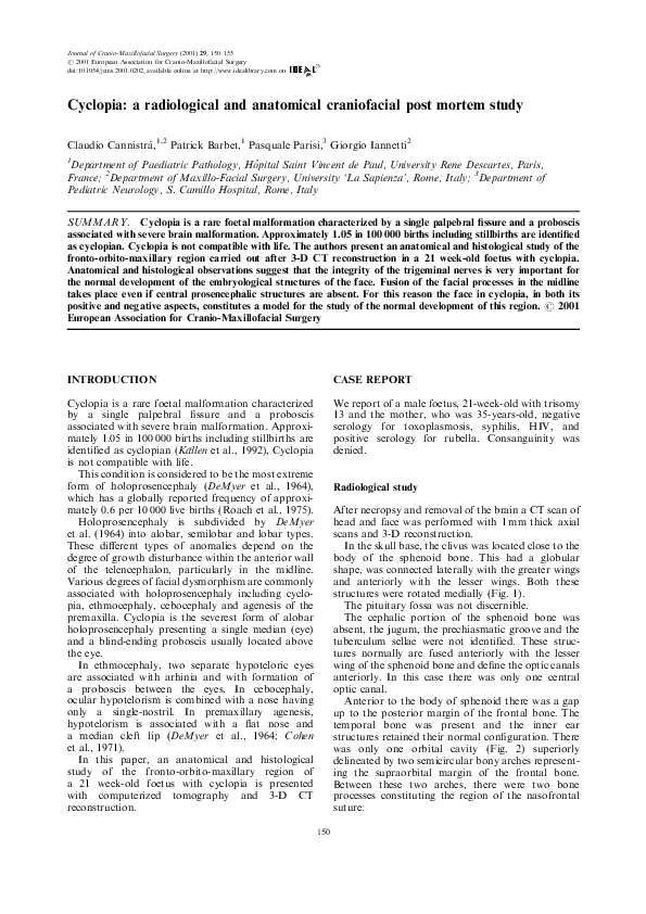 (PDF) Cyclopia: a radiological and anatomical craniofacial post mortem ...