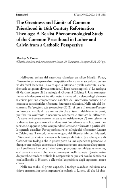 (PDF) The Greatness and Limits of Common Priesthood in 16th Century ...