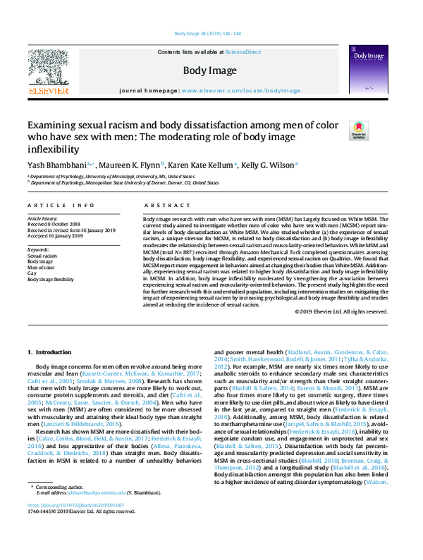 (PDF) Examining sexual racism and body dissatisfaction among men of ...