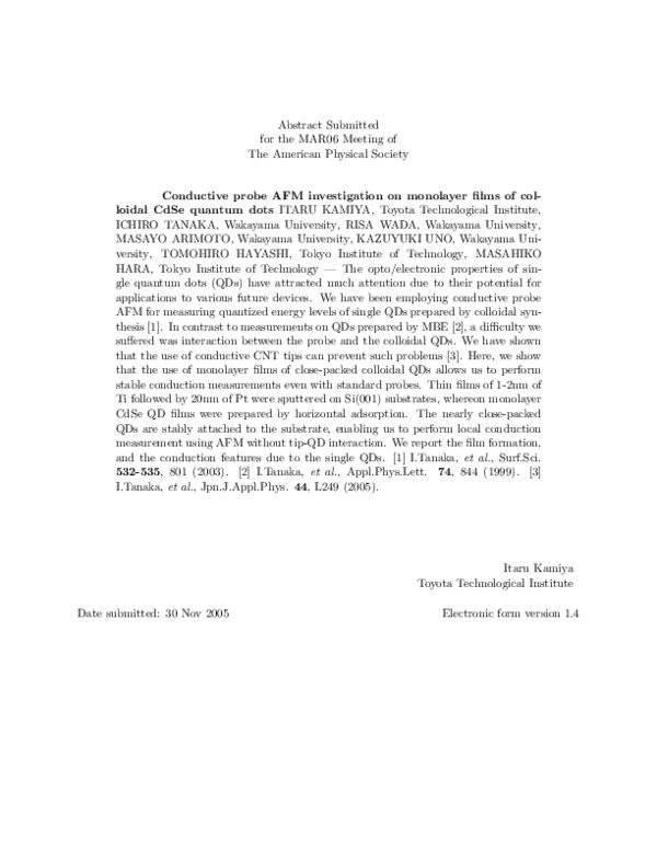 (PDF) Conductive probe AFM investigation on monolayer films of ...