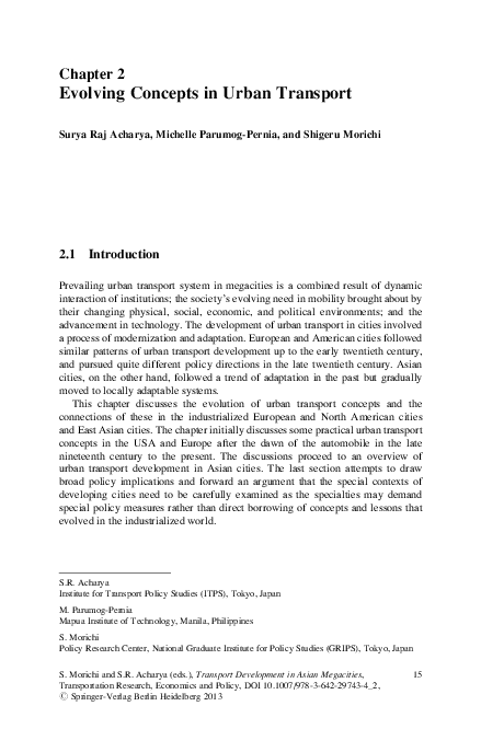 (PDF) Evolving Concepts in Urban Transport