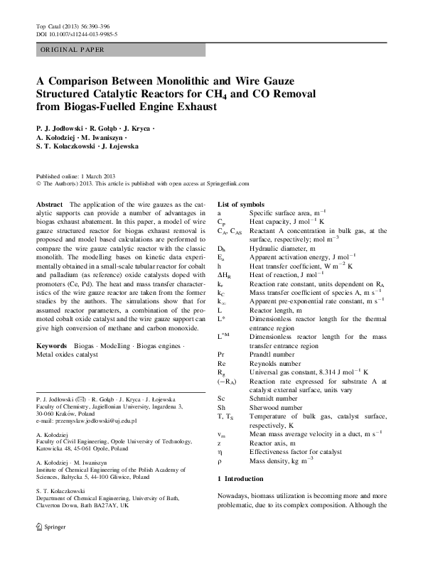 (PDF) A Comparison Between Monolithic and Wire Gauze Structured ...