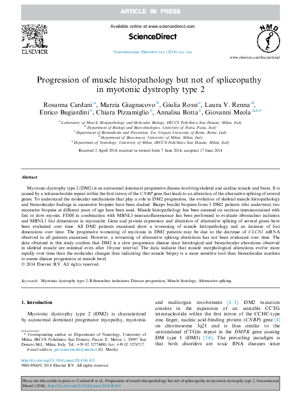 (PDF) Progression of muscle histopathology but not of spliceopathy in ...
