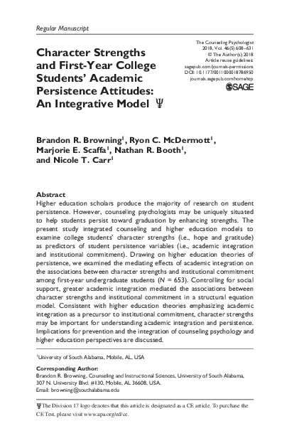 (PDF) Character Strengths and First-Year College Students’ Academic ...
