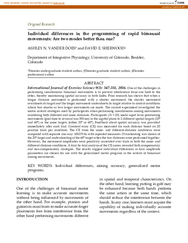 (PDF) Individual Differences in the Programming of Rapid Bimanual Movements: Are Two Modes ...