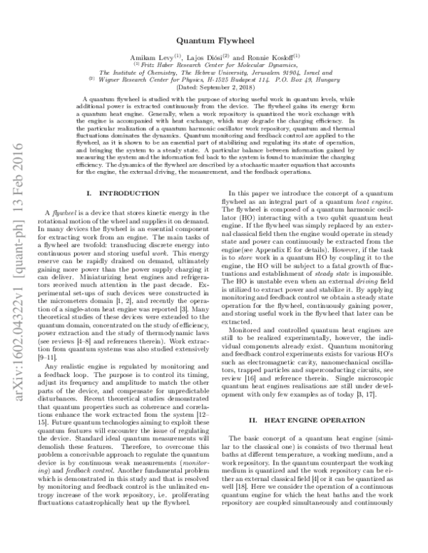 (PDF) Quantum flywheel