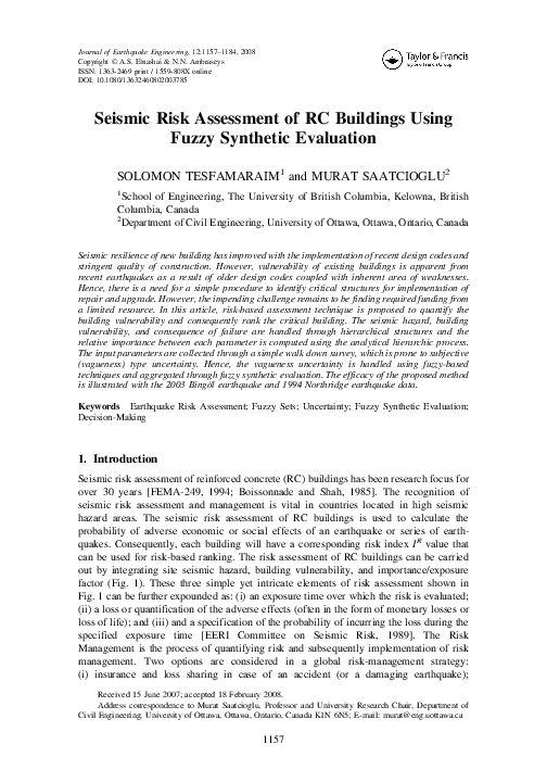 (PDF) Seismic Risk Assessment of RC Buildings Using Fuzzy Synthetic Evaluation