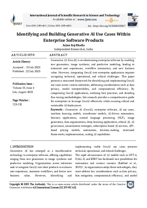 (PDF) Identifying and Building Generative AI Use Cases Within Enterprise Software Products