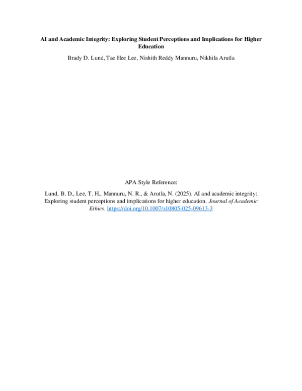 (PDF) AI and Academic Integrity