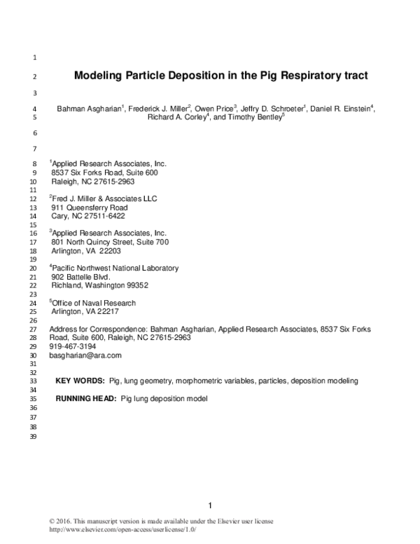 (PDF) Modeling particle deposition in the pig respiratory tract