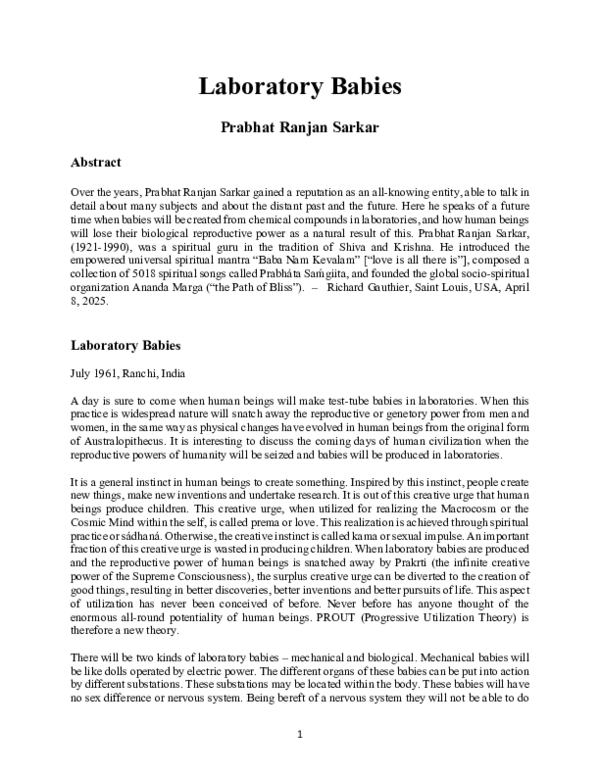 (PDF) Laboratory Babies