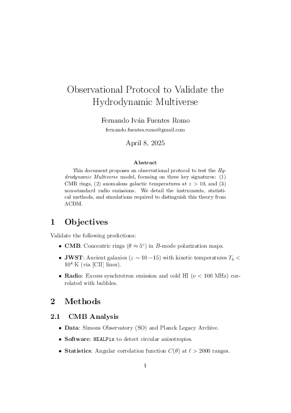 (PDF) Observational Tests of the Hydrodynamic Multiverse Model: CMB ...