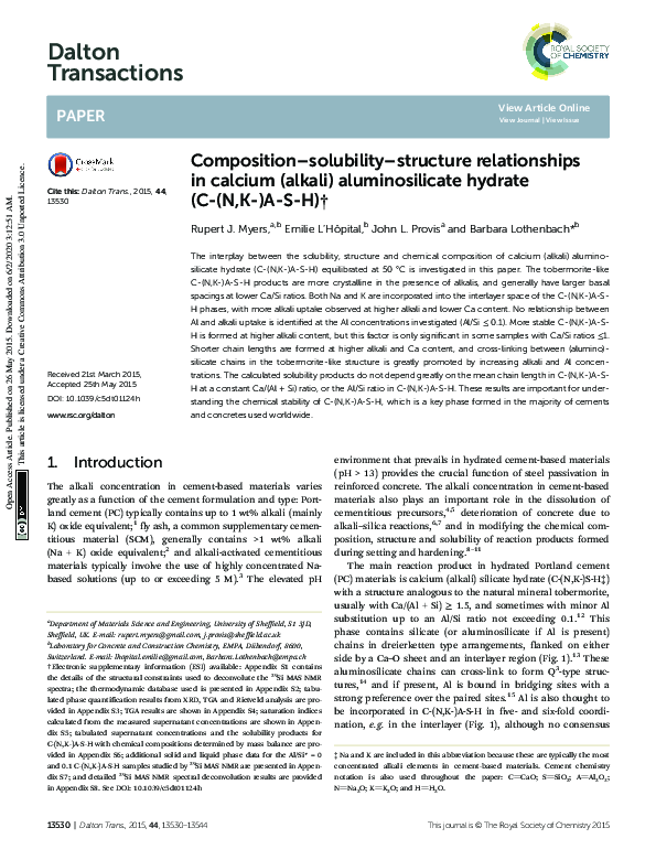 (PDF) Composition–solubility–structure relationships in calcium (alkali ...