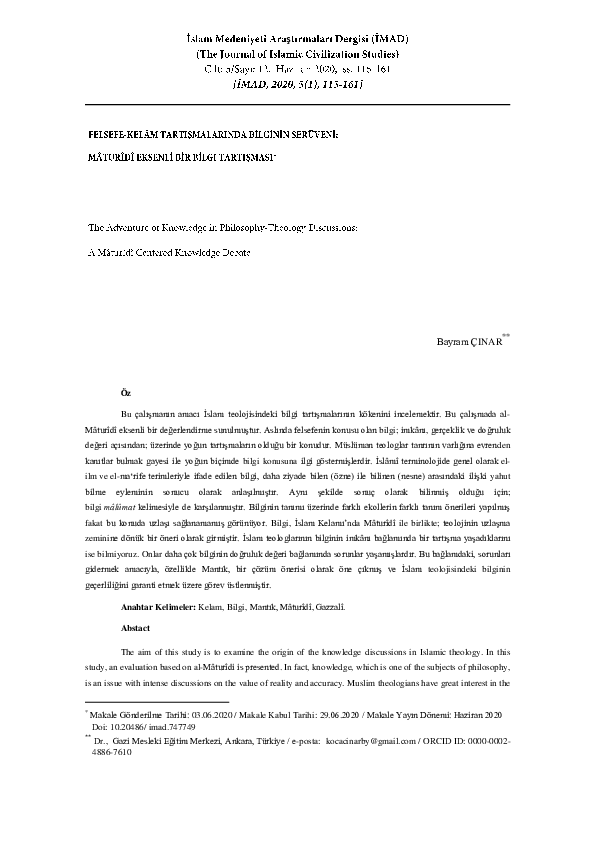 (PDF) The Adventure of Knowledge in Philosophy-Theology Discussions: A ...