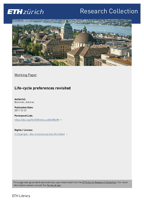 (PDF) Life-Cycle Preferences Revisited