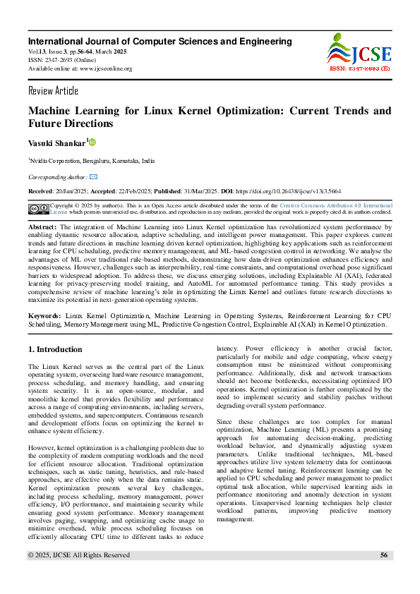 (PDF) Machine Learning for Linux Kernel Optimization: Current Trends and Future Directions