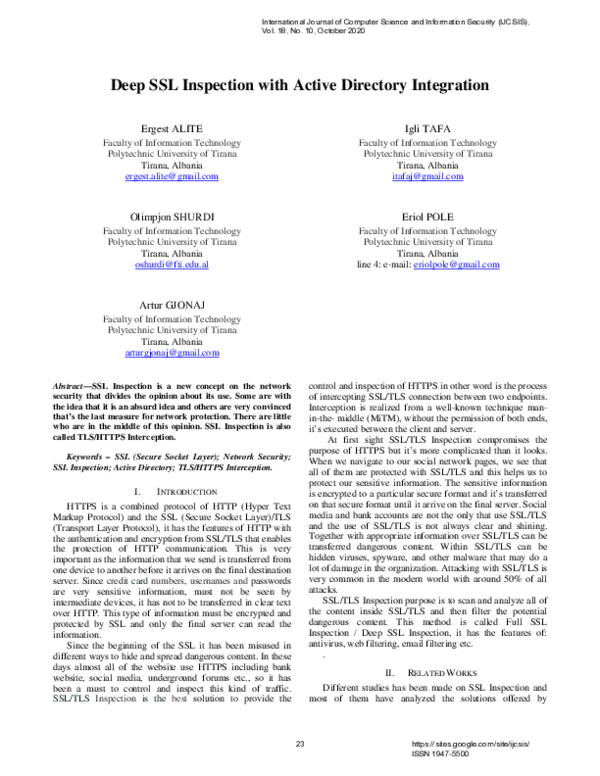 (PDF) Deep SSL Inspection with Active Directory Integration
