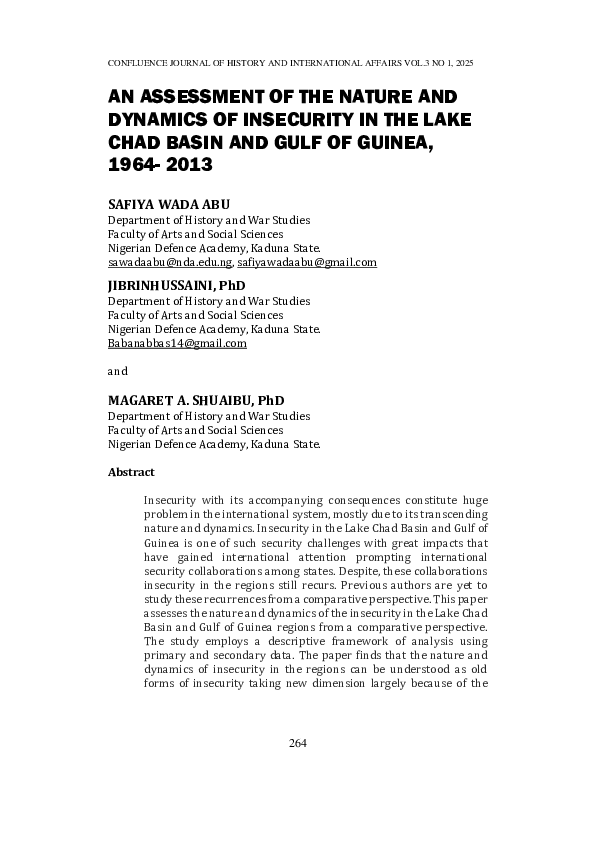 (PDF) AN ASSESSMENT OF THE NATURE AND DYNAMICS OF INSECURITY IN THE ...