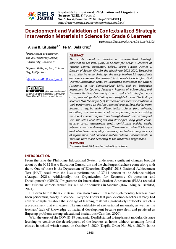 (PDF) Development and Validation of Contextualized Strategic ...
