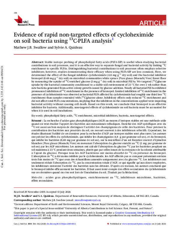 (PDF) Evidence of rapid non-targeted effects of cycloheximide on soil ...
