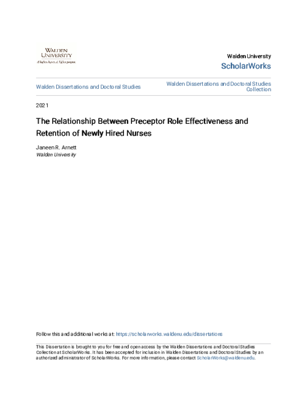 (PDF) The Relationship Between Preceptor Role Effectiveness and ...