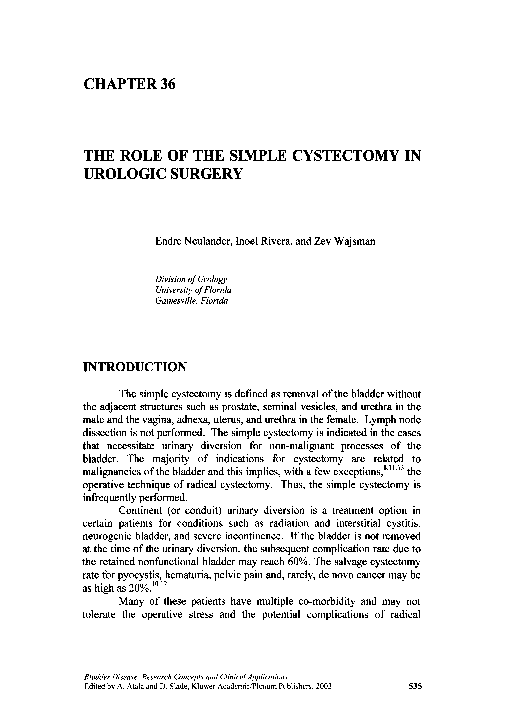 (PDF) The Role of the Simple Cystectomy in Urologic Surgery