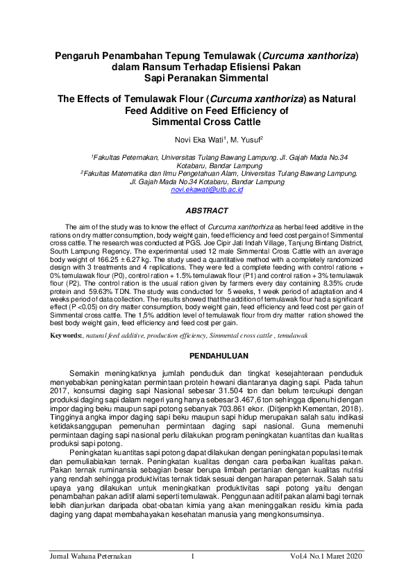 (PDF) Pengaruh Penambahan Tepung Temulawak (Curcuma xanthoriza) dalam ... (PDF) Pengaruh Penambahan Tepung Temulawak (Curcuma xanthoriza) dalam ...