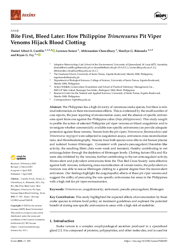 (PDF) Bite First, Bleed Later: How Philippine Trimeresurus Pit Viper ...