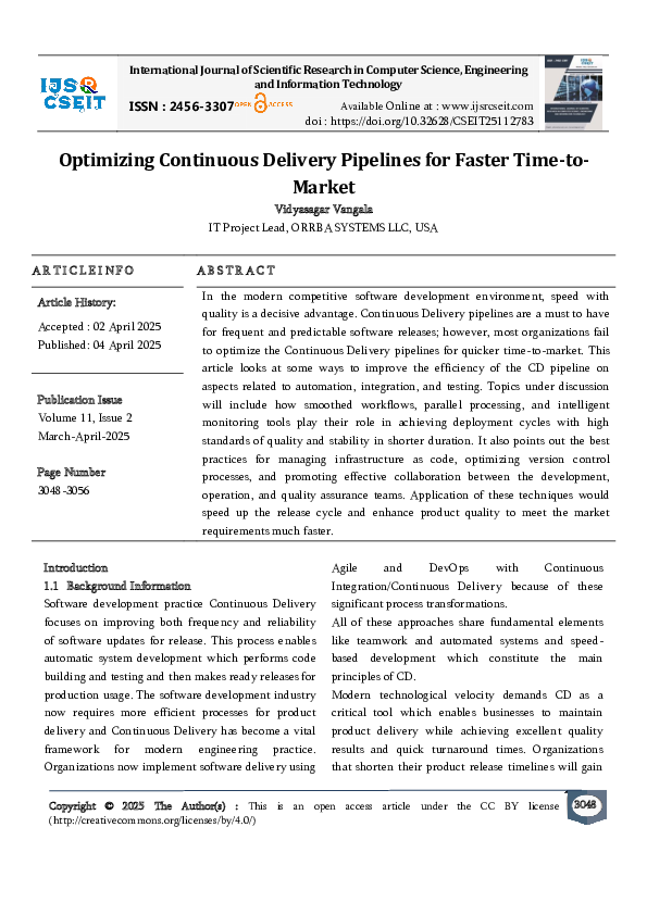 (PDF) Optimizing Continuous Delivery Pipelines for Faster Time-to-Market