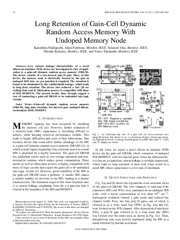(PDF) Long Retention of Gain-Cell Dynamic Random Access Memory With Undoped Memory Node