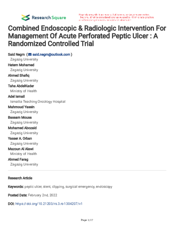 (PDF) Combined Endoscopic & Radiologic Intervention For Management Of ...