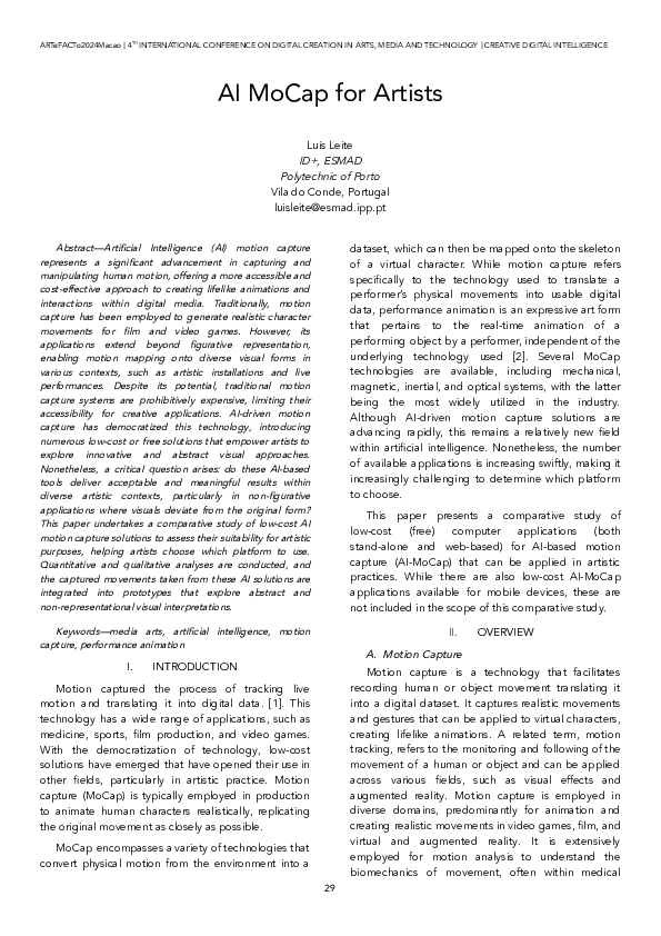 (PDF) AI MoCap for Artists