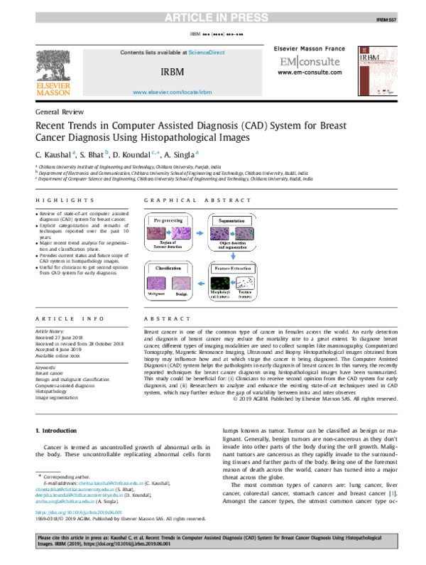 (PDF) Recent Trends in Computer Assisted Diagnosis (CAD) System for ...