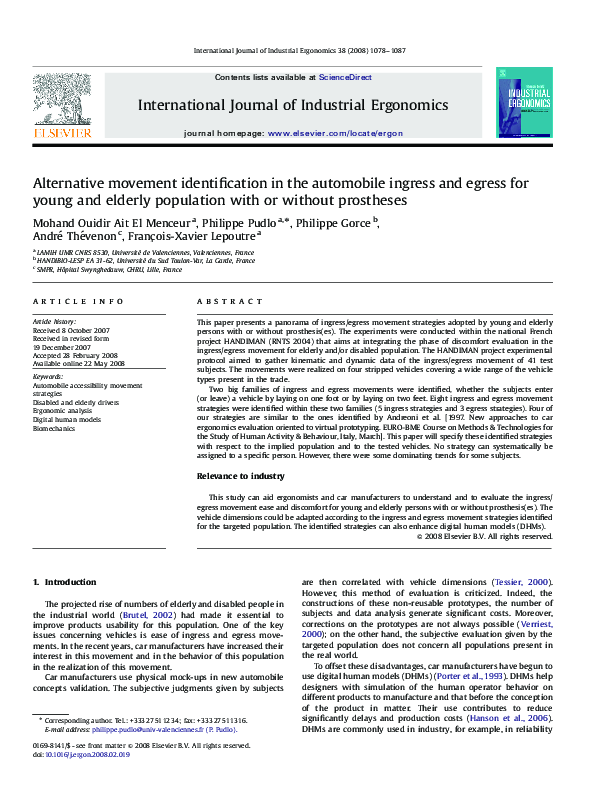 (PDF) Alternative movement identification in the automobile ingress and ...