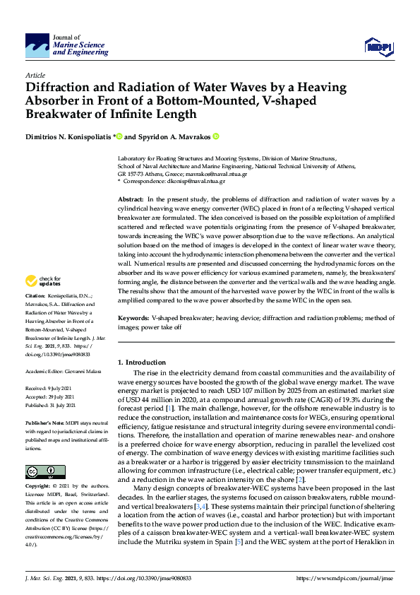 (PDF) Diffraction and Radiation of Water Waves by a Heaving Absorber in ...