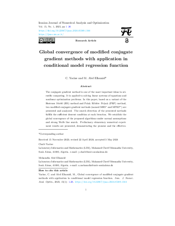 (PDF) Global convergence of modified conjugate gradient methods with ...