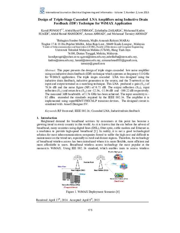 (PDF) Design of Triple-Stage Cascoded LNA Amplifiers using Inductive Drain Feedback (IDF ...