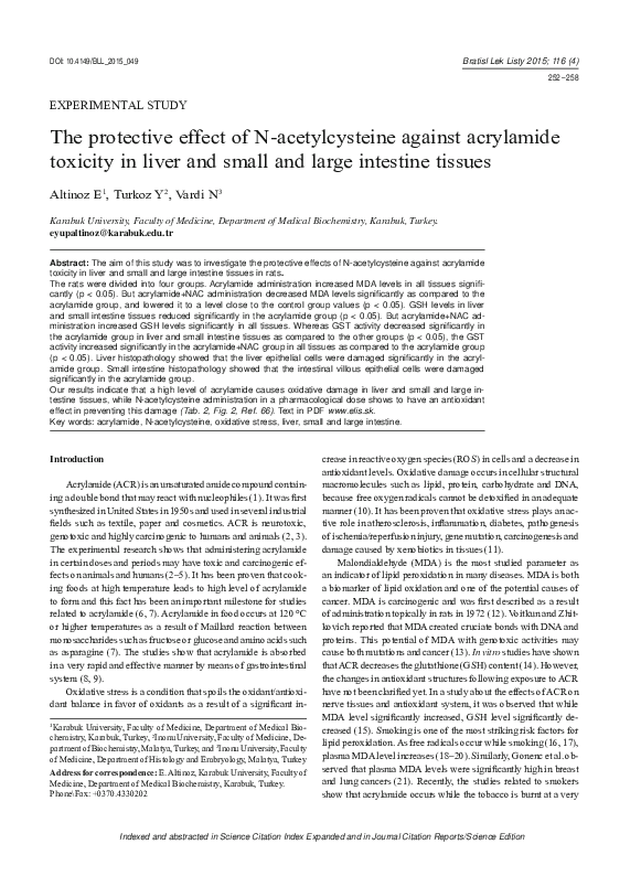 (PDF) The protective effect of N-acetylcysteine against acrylamide ...
