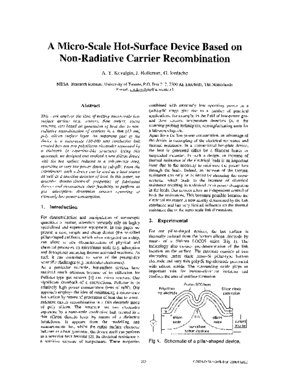 (PDF) A micro-scale hot-surface device based on non-radiative carrier recombination [gas sensor ...