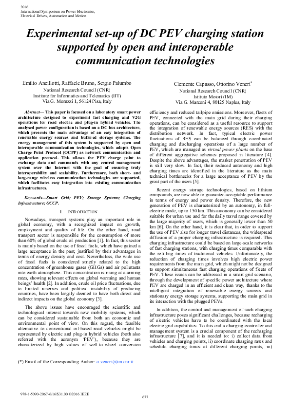 (PDF) Experimental set-up of DC PEV charging station supported by open ...