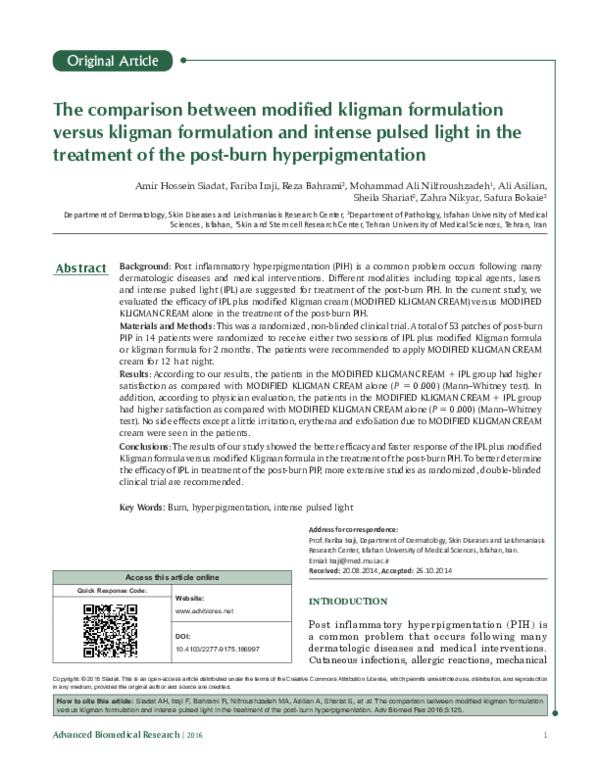 (PDF) The comparison between modified kligman formulation versus ...