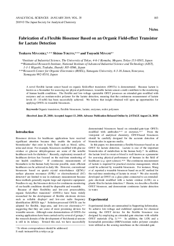 (PDF) Fabrication of a Flexible Biosensor Based on an Organic Field ...