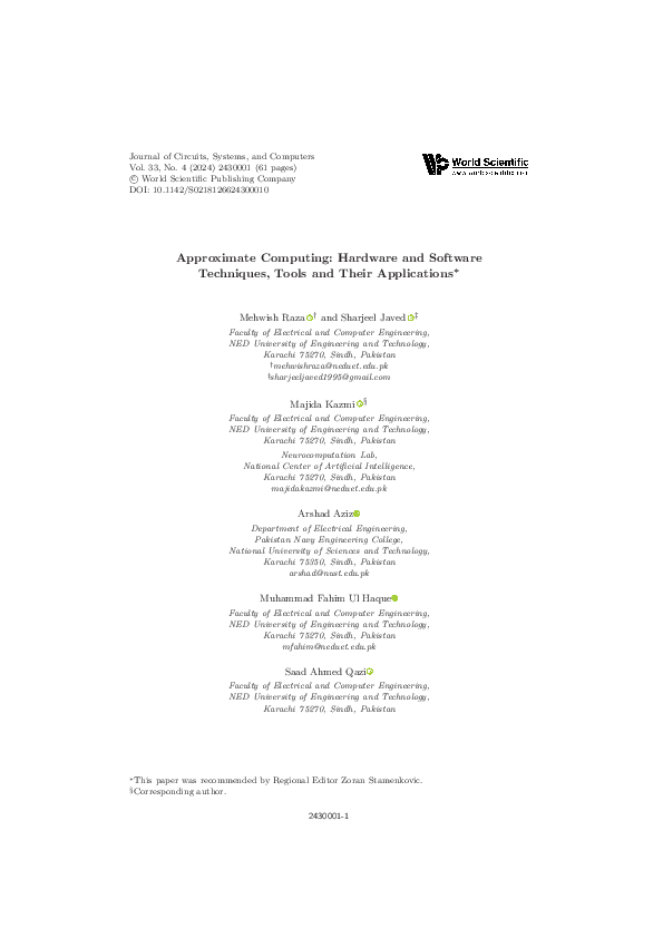 (PDF) Approximate Computing: Hardware and Software Techniques, Tools and Their Applications