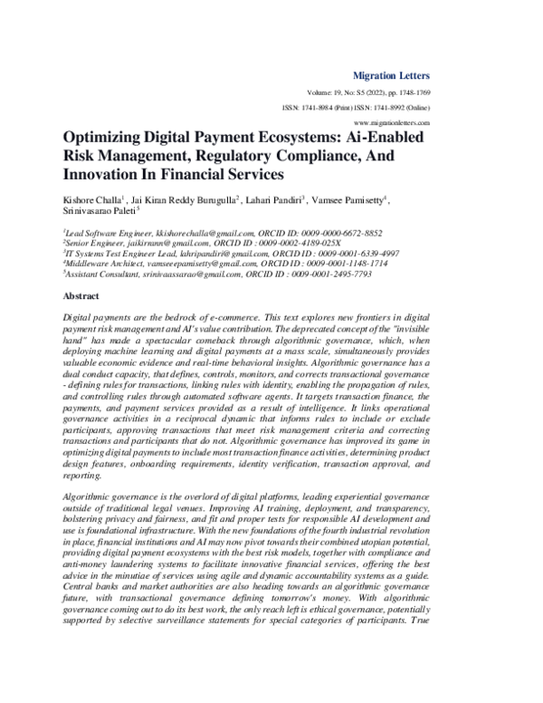 (PDF) Optimizing Digital Payment Ecosystems: Ai-Enabled Risk Management ...