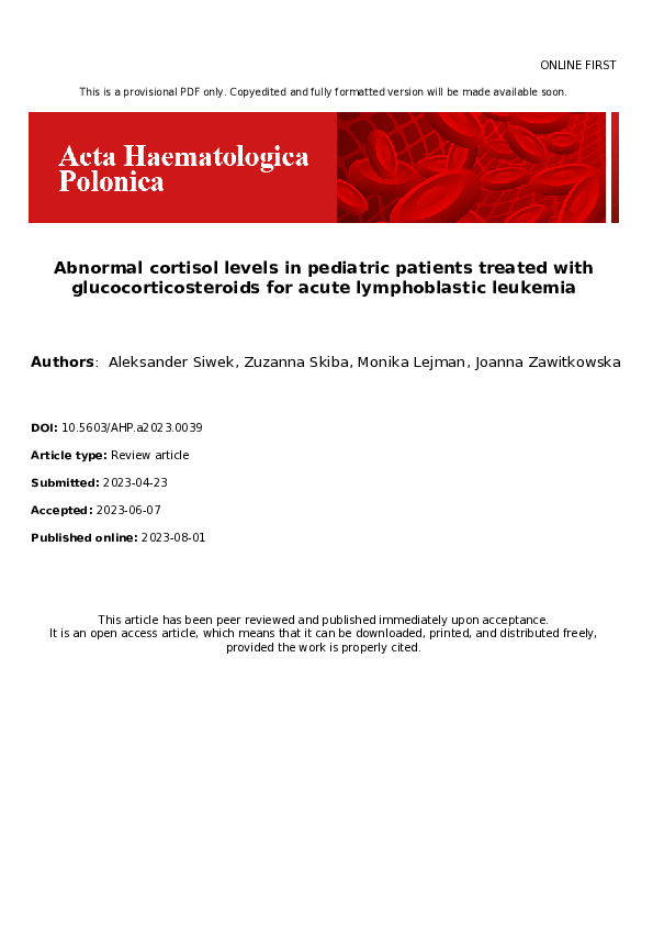 (PDF) Abnormal cortisol levels in pediatric patients treated with ...