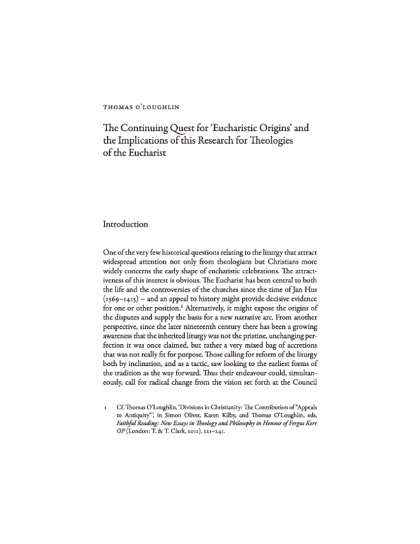 (PDF) The Continuing Quest for ‘Eucharistic Origins’ and the ...