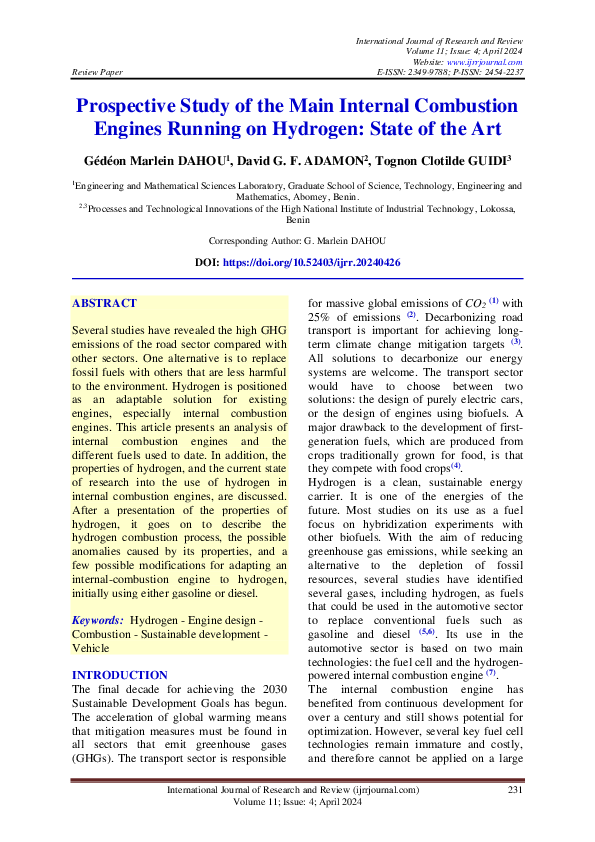 (PDF) Prospective Study of the Main Internal Combustion Engines Running ...