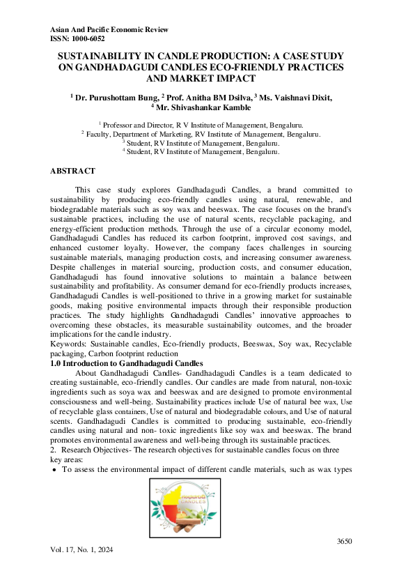 (PDF) SUSTAINABILITY IN CANDLE PRODUCTION: A CASE STUDY ON GANDHADAGUDI CANDLES ECO-FRIENDLY ...