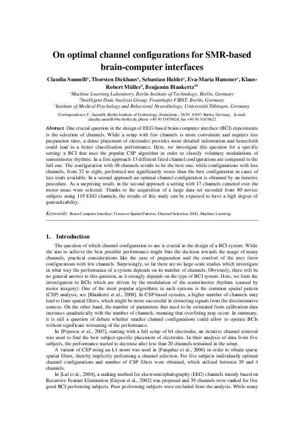 (PDF) On Optimal Channel Configurations for SMR-based Brain–Computer ...