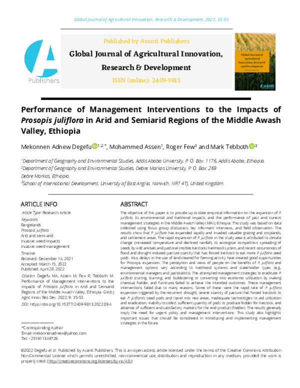 (PDF) Performance of Management Interventions to the Impacts of ...